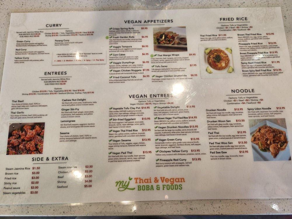 Menu at My Thai Vegan & Boba - Frisco pub & bar, Frisco
