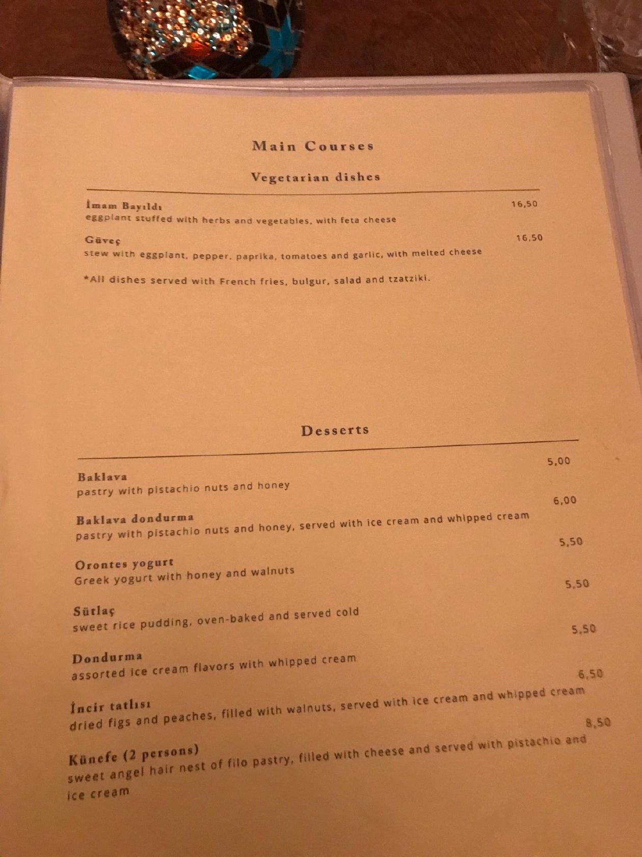 Menu at Orontes De Pijp Amsterdam - Mediterraans restaurant - Turks ...