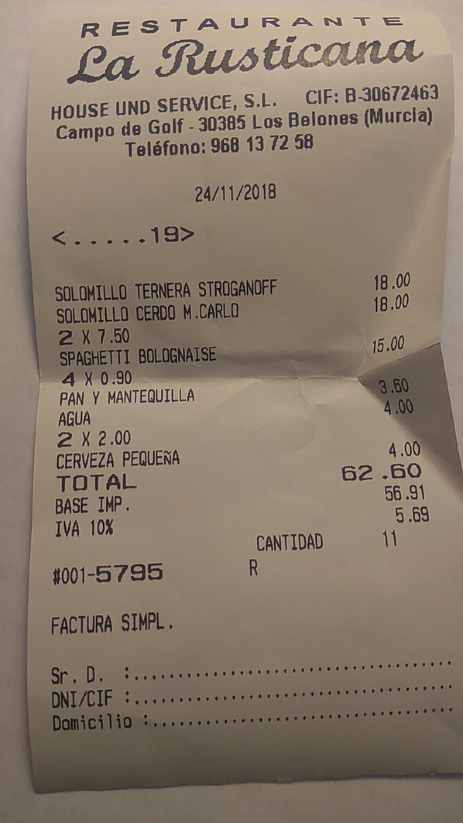 Menu at Restaurante La Rusticana, Atamaría, Paraje Atamaria