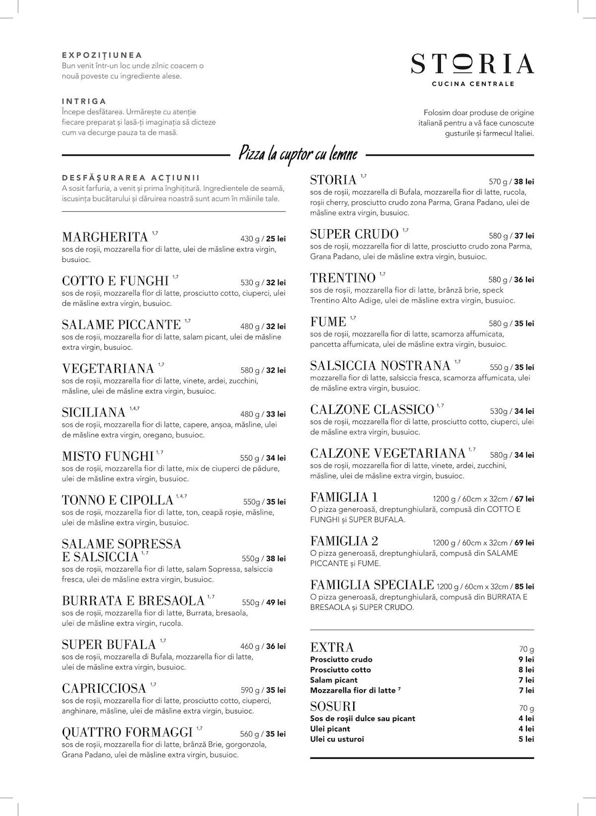 Menu at Storia Cucina Centrale, Florești