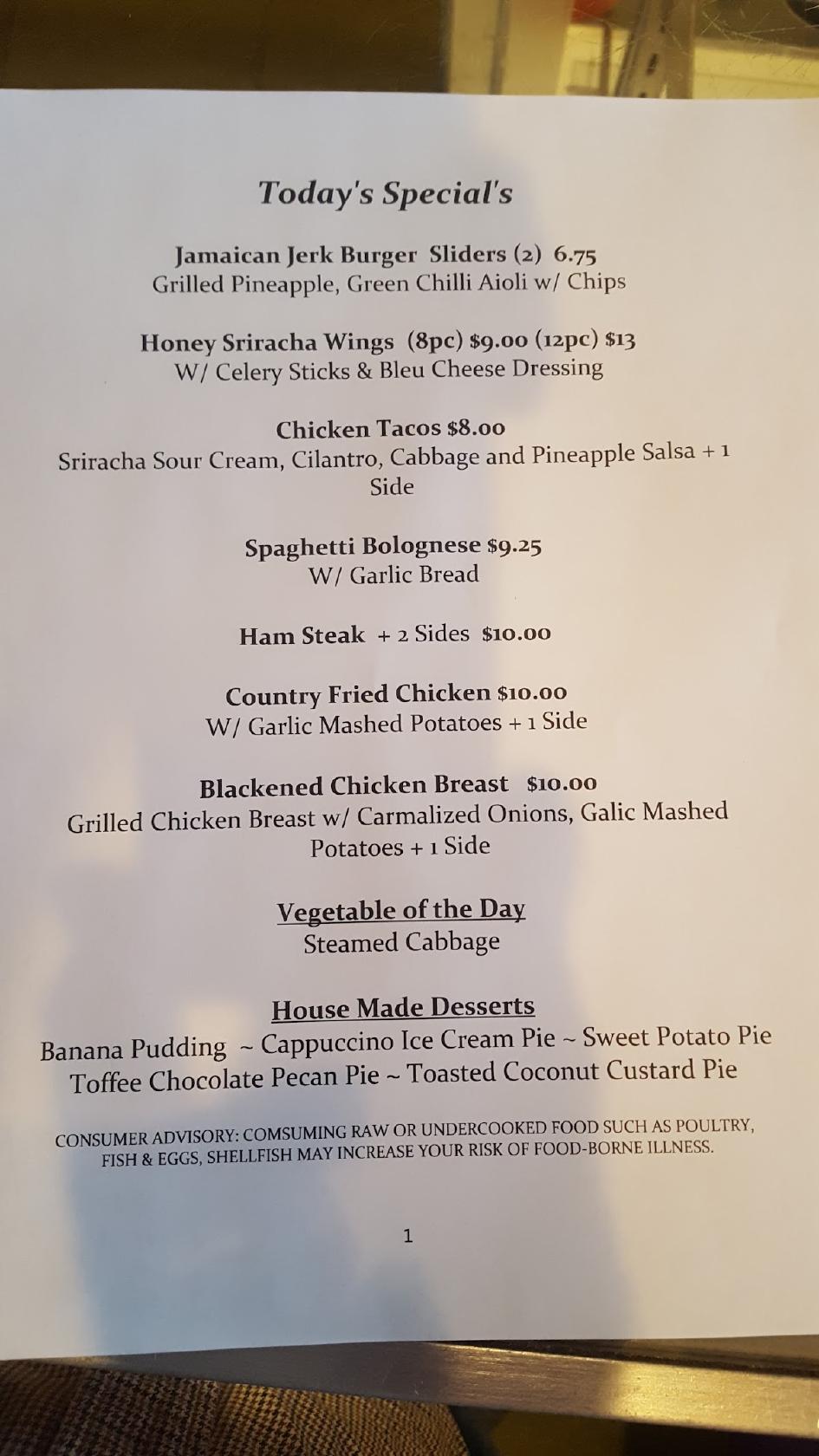 Menu at Sweet Potatoes Kitchen restaurant, Savannah