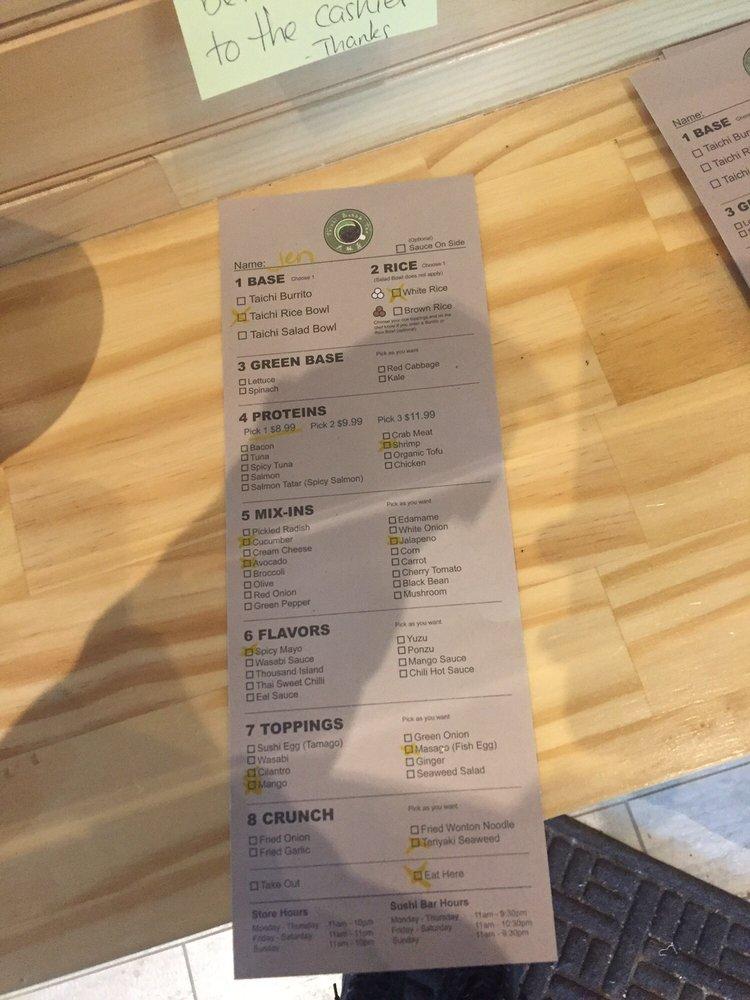 Menu at Tai Chi Bubble Tea - College Town restaurant, Rochester, Mt ...