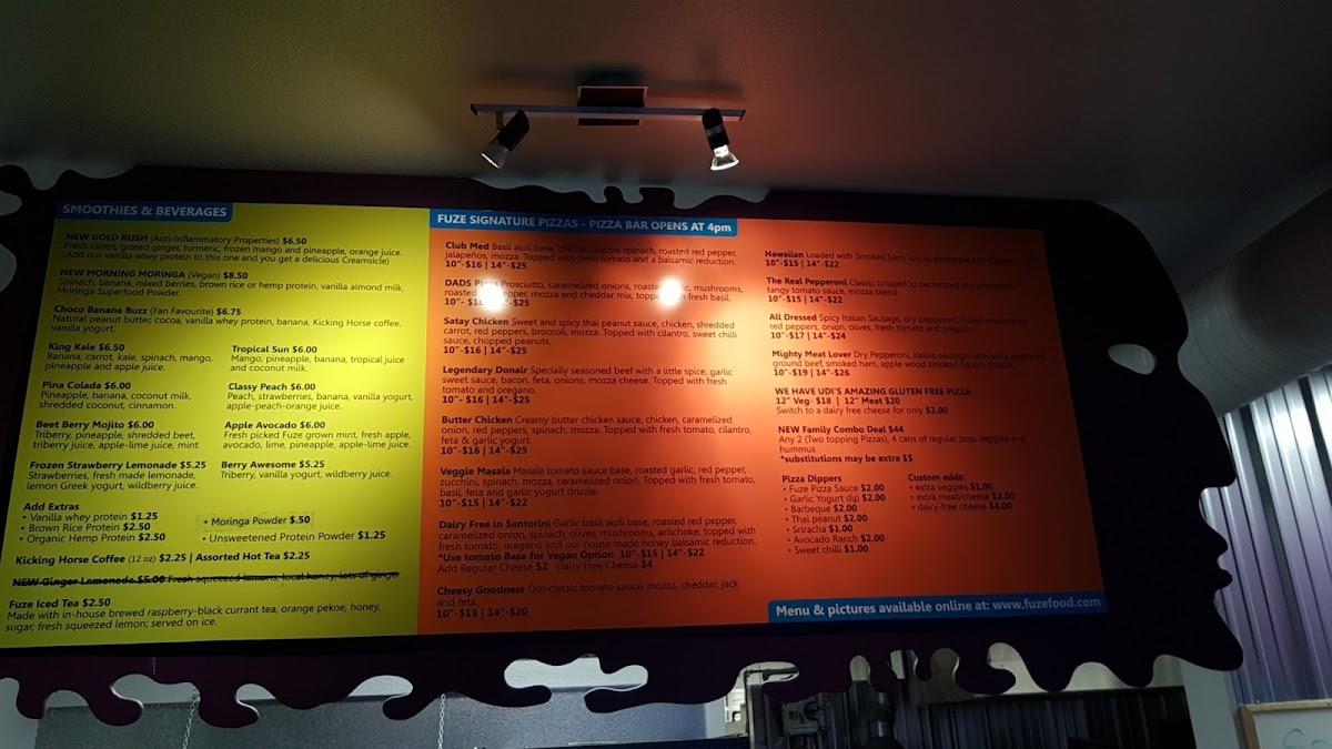 Menu at Fuze pub & bar, Invermere