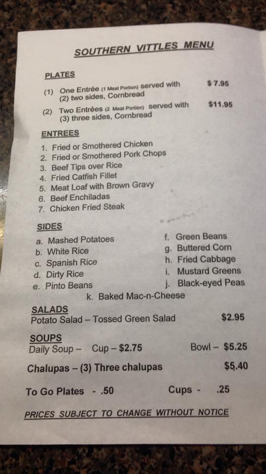 Carta del pub y bar G. Hamilton's Southern Vittles, Corpus Christi