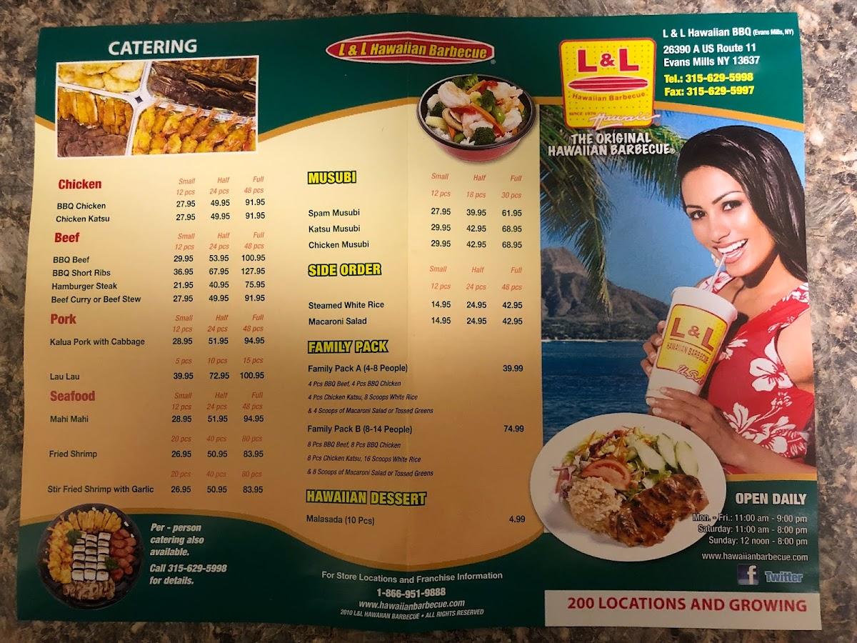 Menu at L&L Hawaiian Barbecue, Calcium