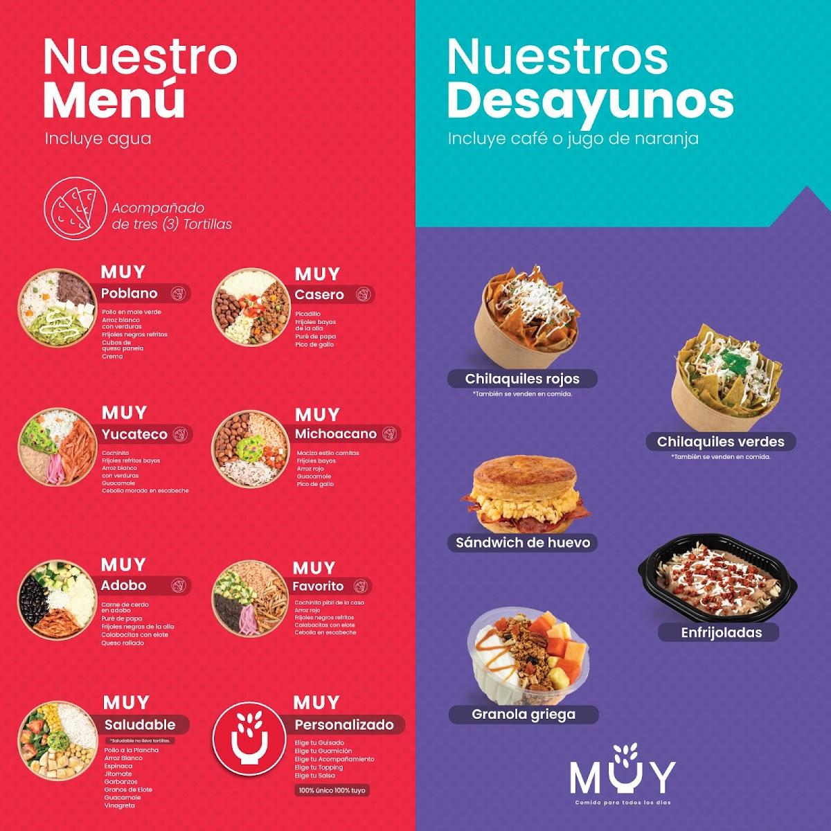 Carta del restaurante MUY, Ciudad López Mateos, Vasco del Quiroga 3900