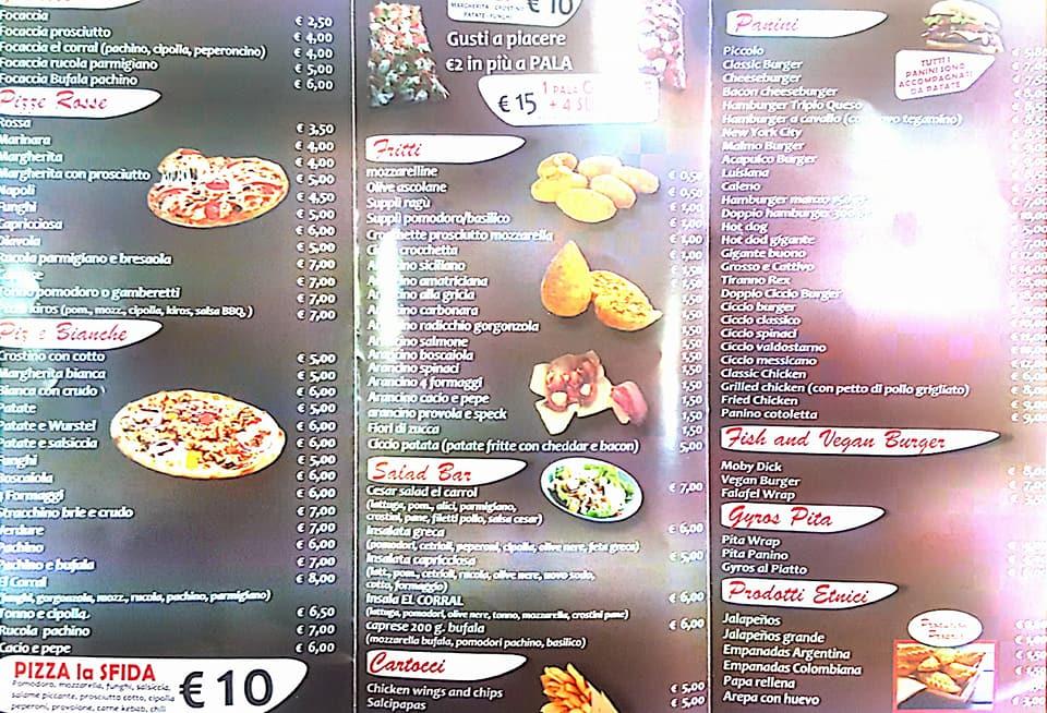 Menu at Pizza Country restaurant, Rome, Via Portuense
