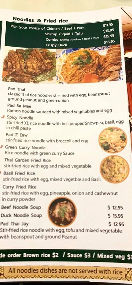 Menu at Ploy Thai Sushi restaurant, Brandon