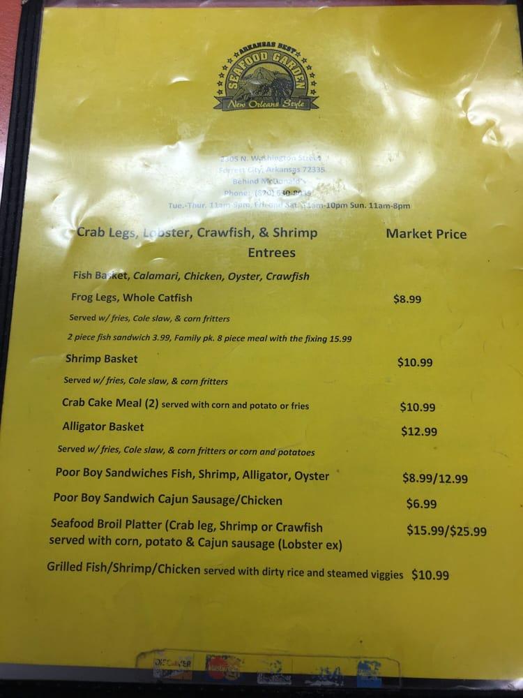 Menu at Seafood Garden restaurant, Forrest City
