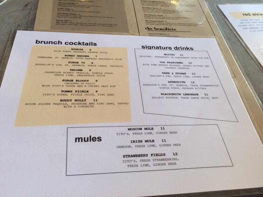 Menu at The Forge cafe, Put-in-Bay