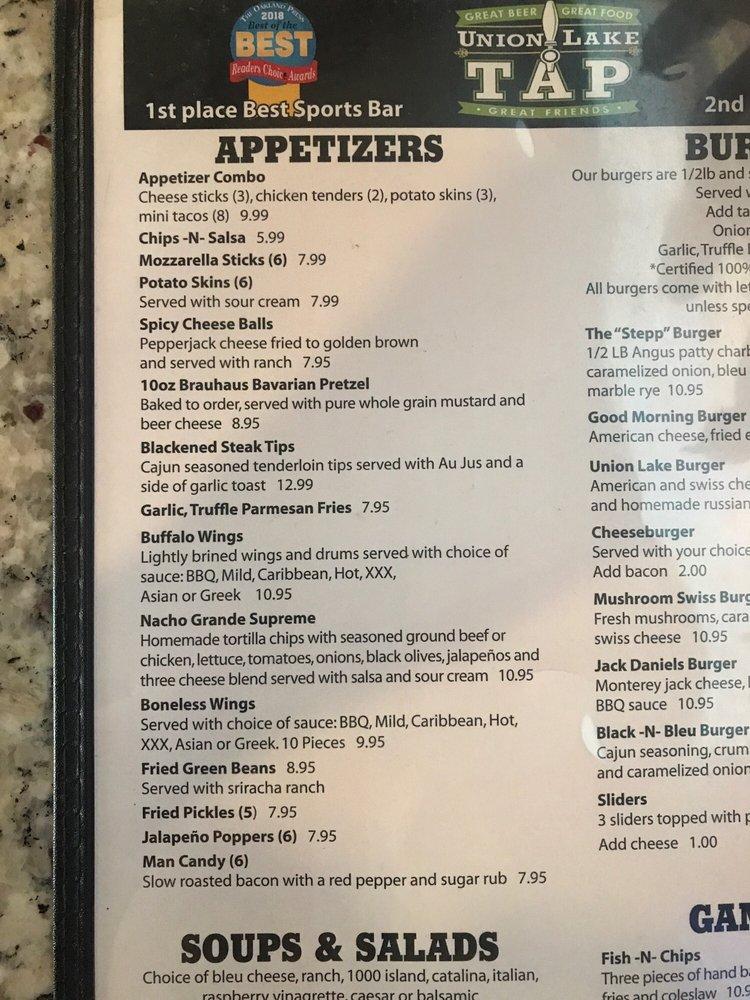 Menu at Union Lake Tap Bar and Grill, Waterford Township