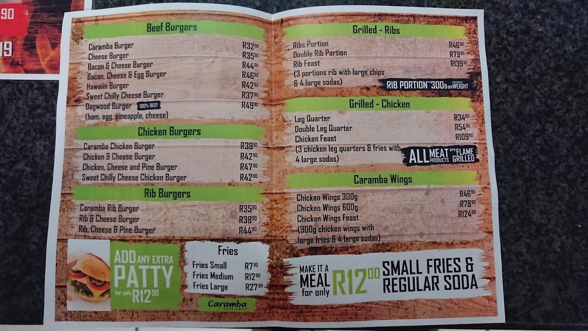Menu at Caramba Take Aways Calvania restaurant, Calvinia