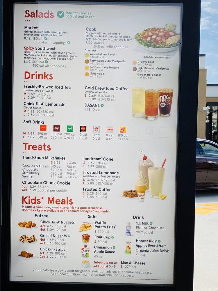 Menu at Chick-fil-A fast food, Lakeland, Florida Ave S