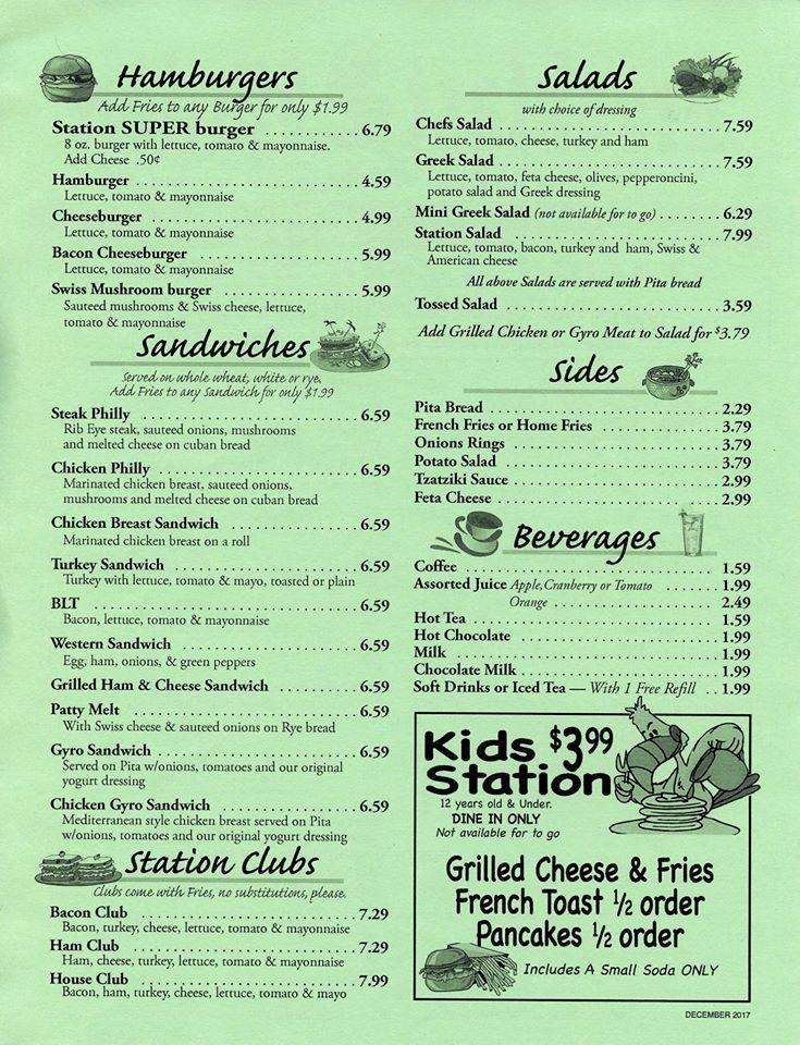 Menu at George's restaurant, Tarpon Springs