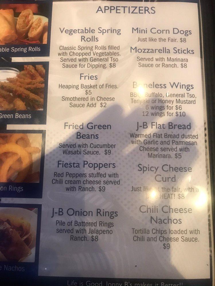 Menu at Jonny B's pub & bar, Mankato
