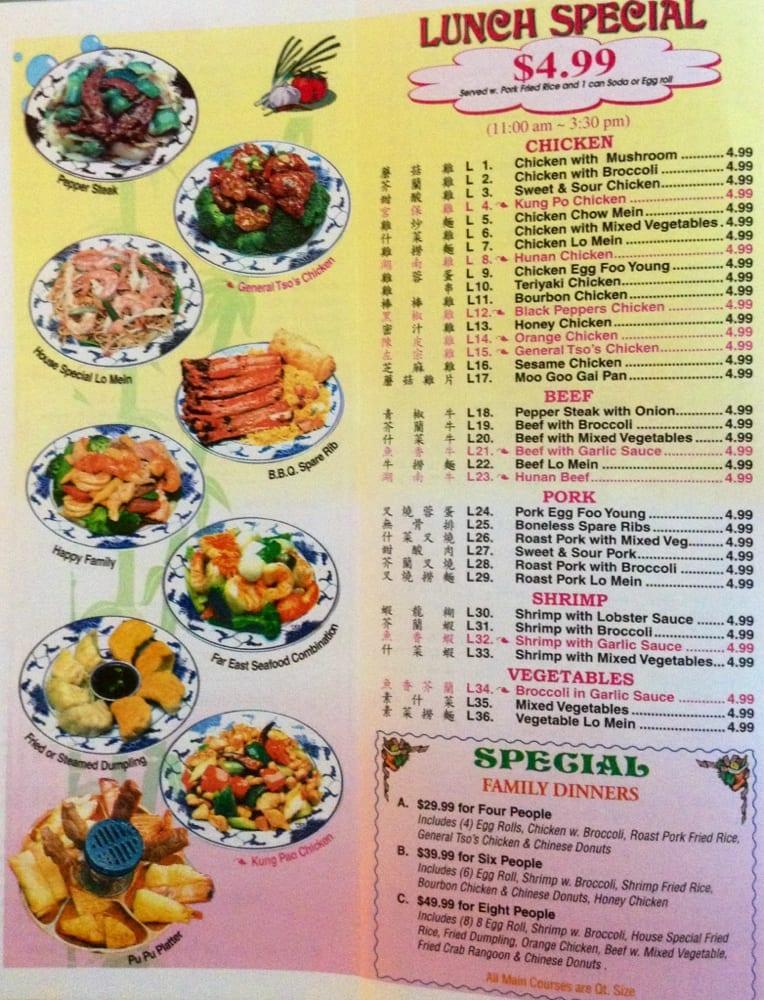 Menu at New Far East Restaurant, Tampa