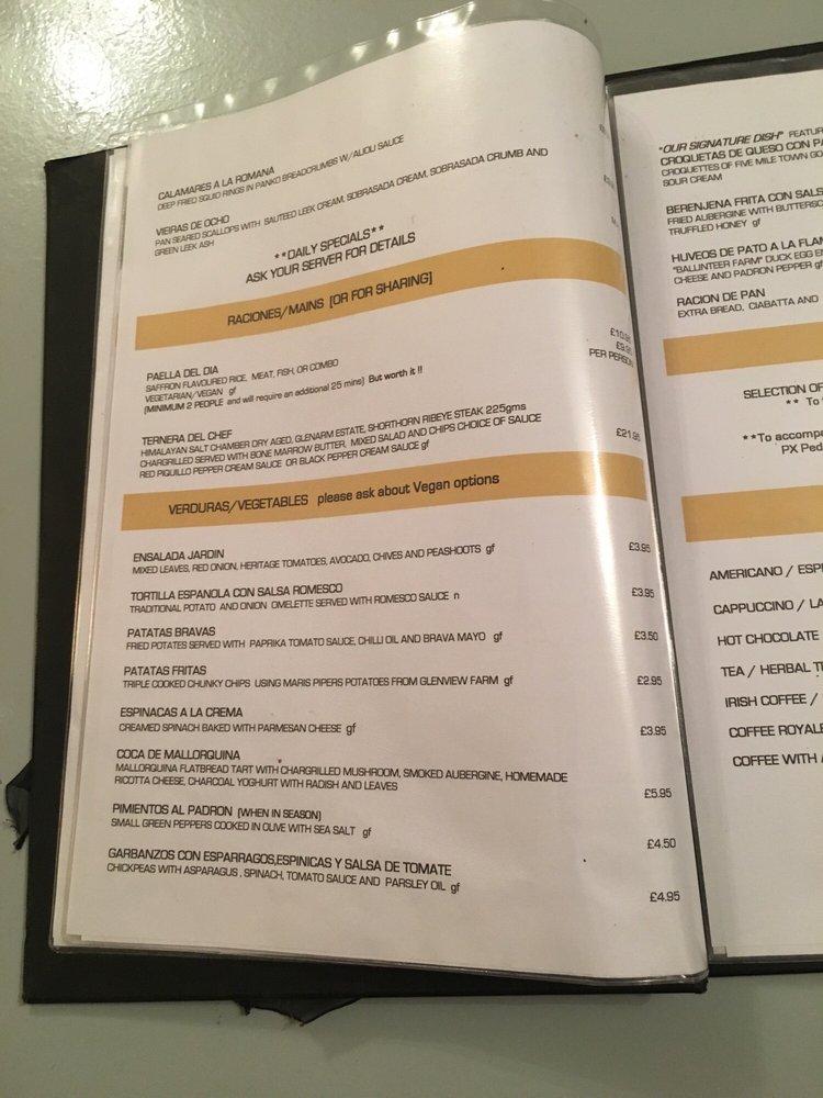 Menu at Ocho Bistro pub & bar, Portrush