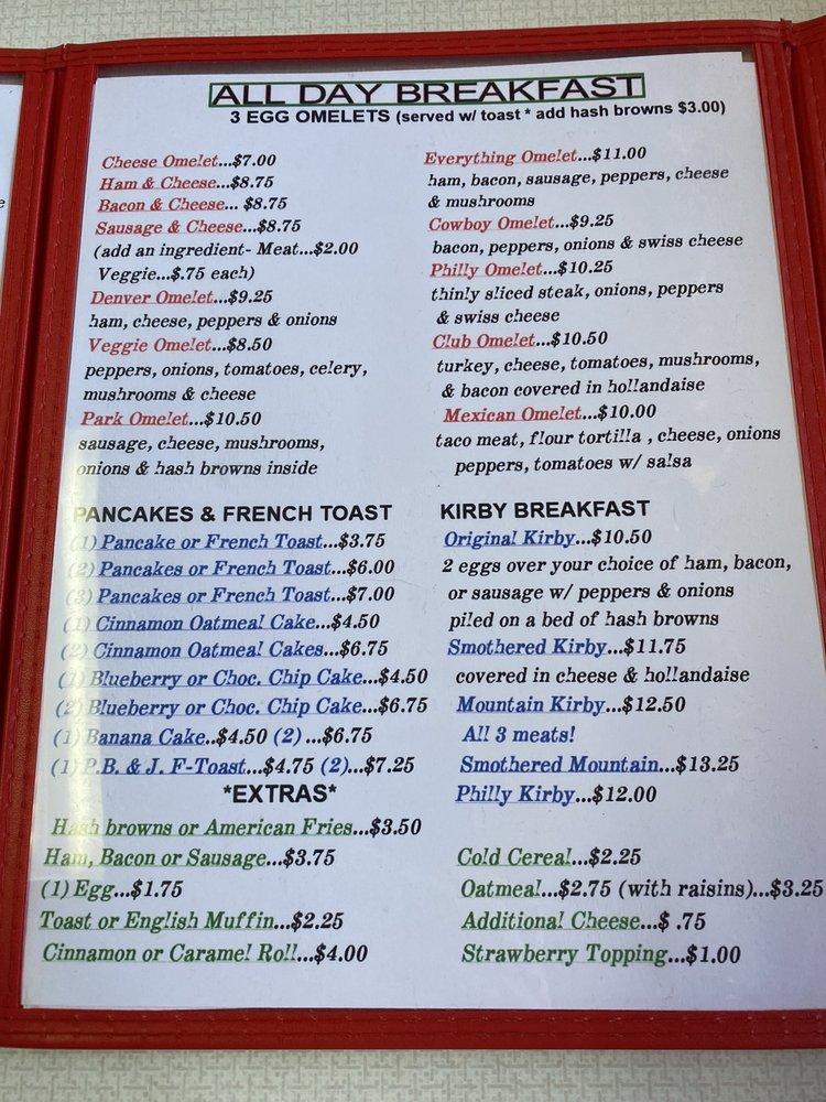 Menu at Park Cafe, Saint Paul Park