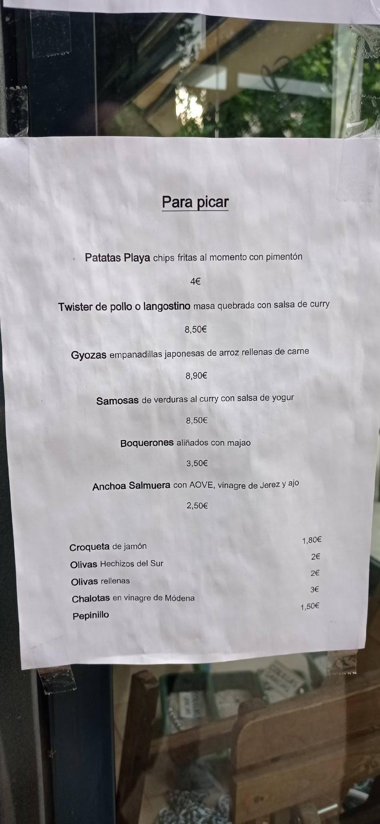 Menu at Playa Los Ángeles Terraza pub & bar, Zaragoza