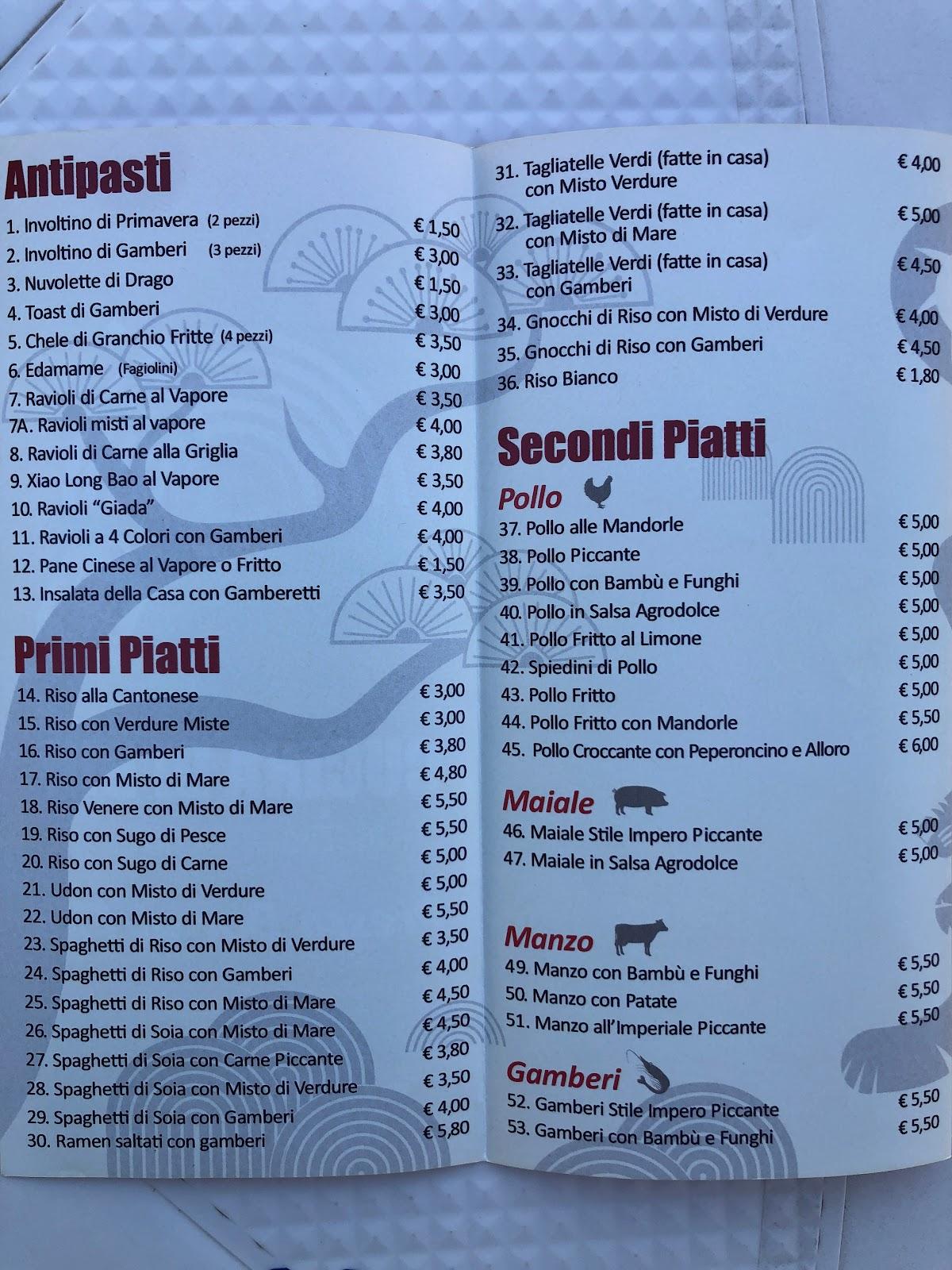 Menu da Ristorante cinese cucina di Bin ( Bar al Filo’), Francolino