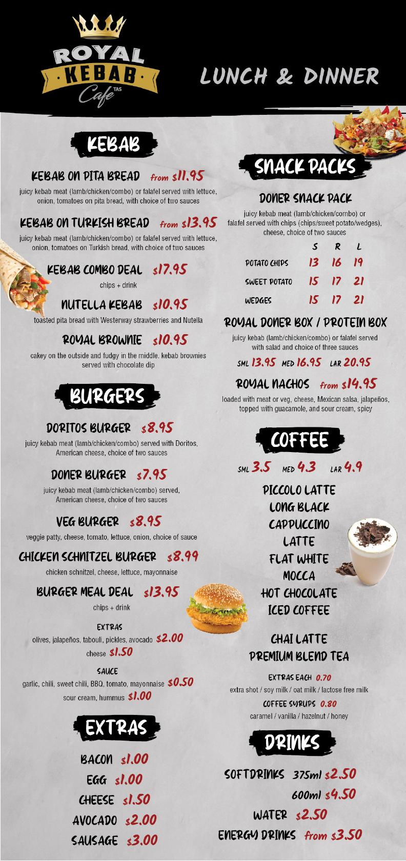 Menu at Royal Kebab Cafe Claremont, Claremont
