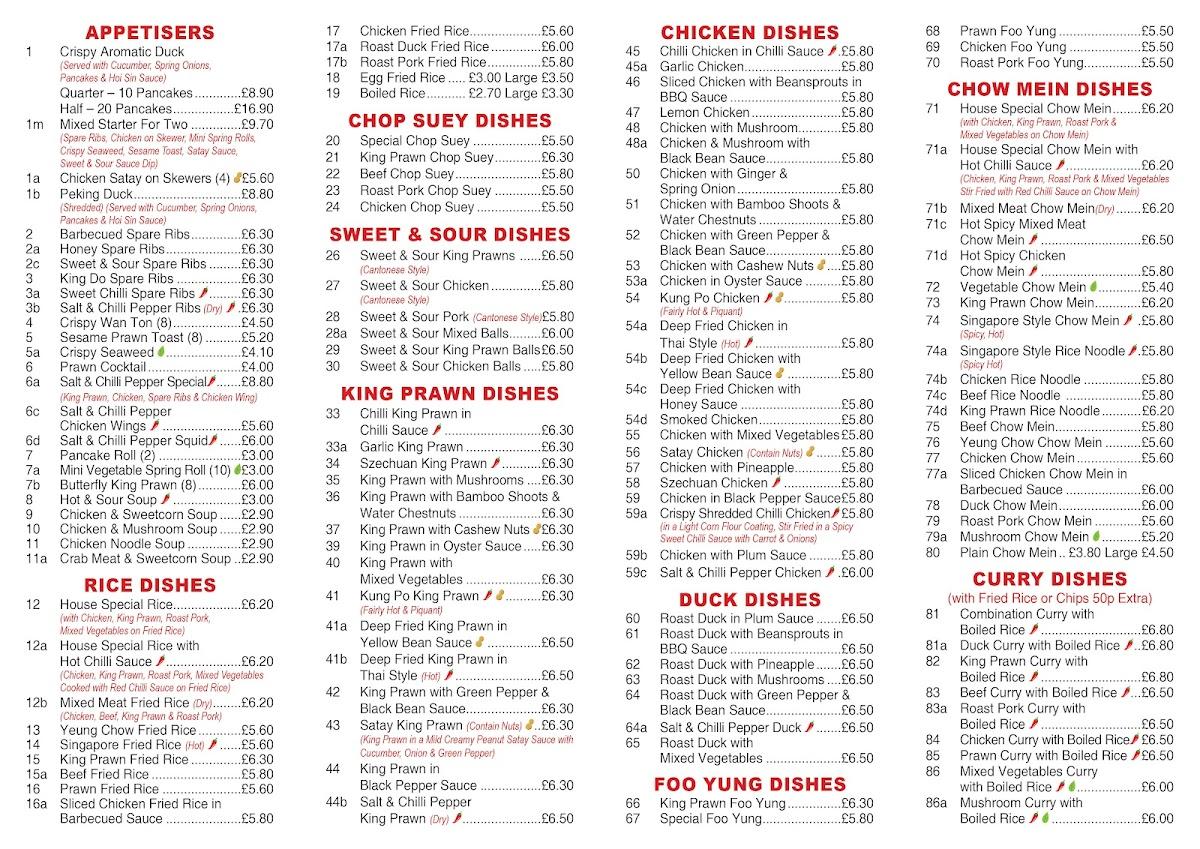 Menu at South Wootton Takeaway fast food, King's Lynn