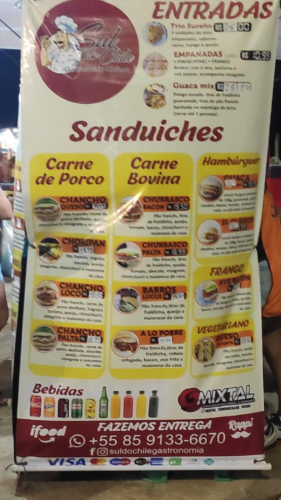 Menu at Sul do Chile Gastronomia (Beira Mar) restaurant, Fortaleza ...