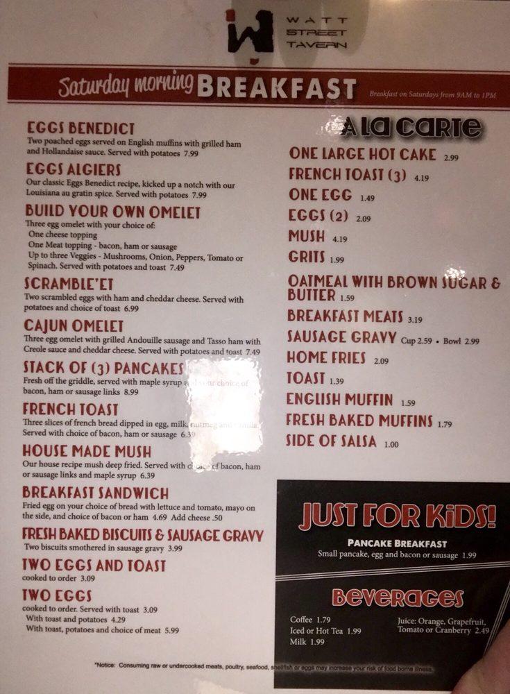 Menu at Watt Street Tavern pub & bar, Circleville