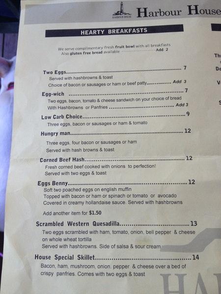 Menu at Harbour House Restaurant, Surrey