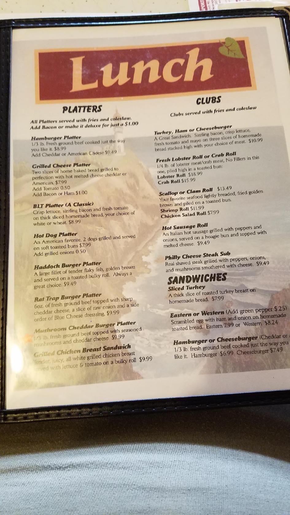 Menu at Just Barb's, Stockton Springs