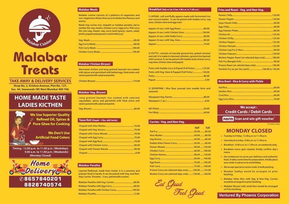 Menu at Malabar Treats, Navi Mumbai