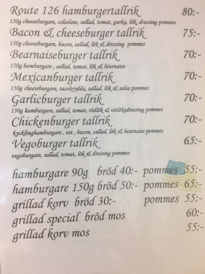 Carta del restaurante Route 126 Classic Grill, Alvesta