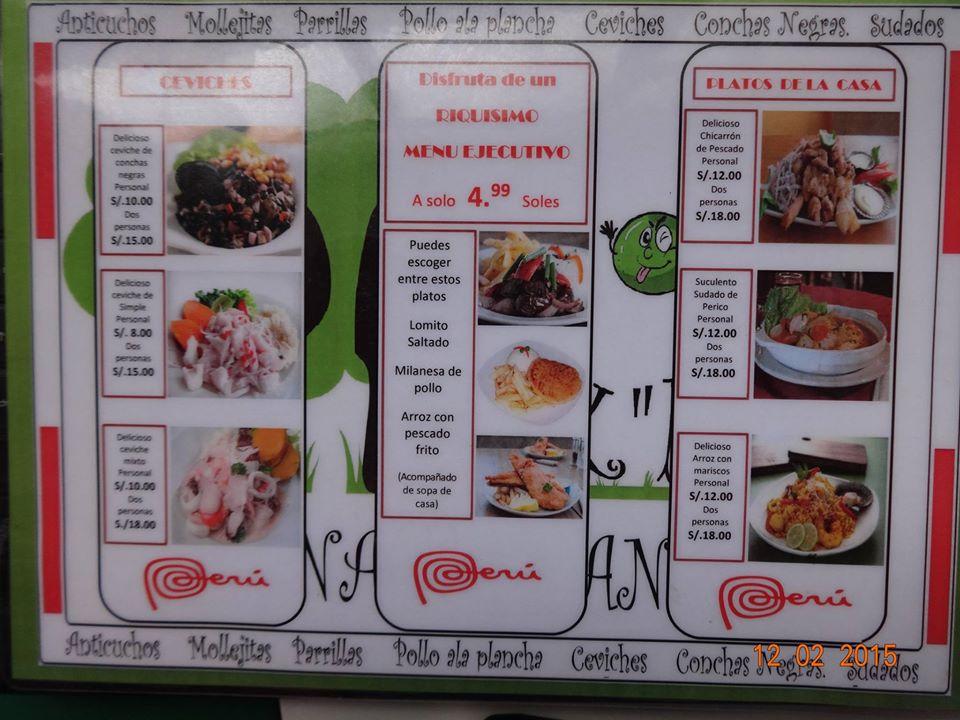 Menu at Don Kabe Cocina Peruana restaurant, Cajamarca
