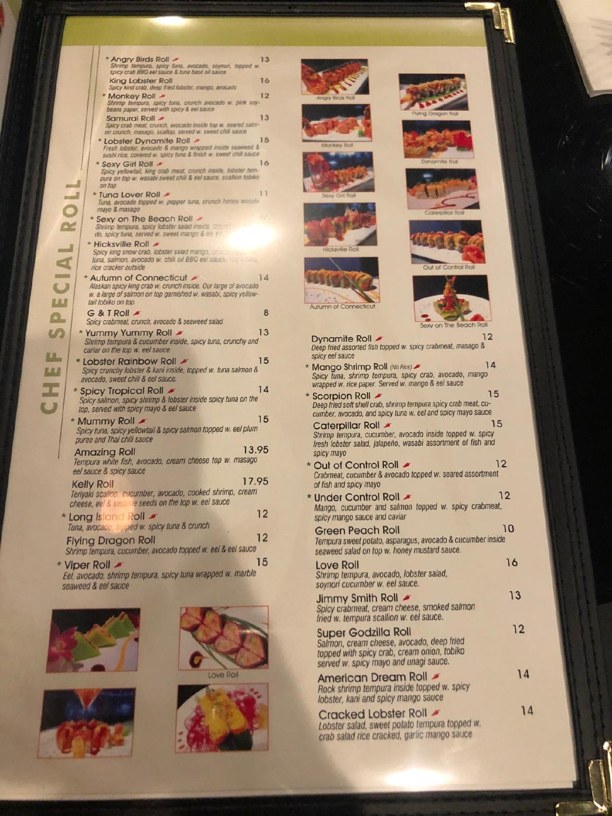 Menu at Fuji Sushi Hibachi noodles restaurant, North Port