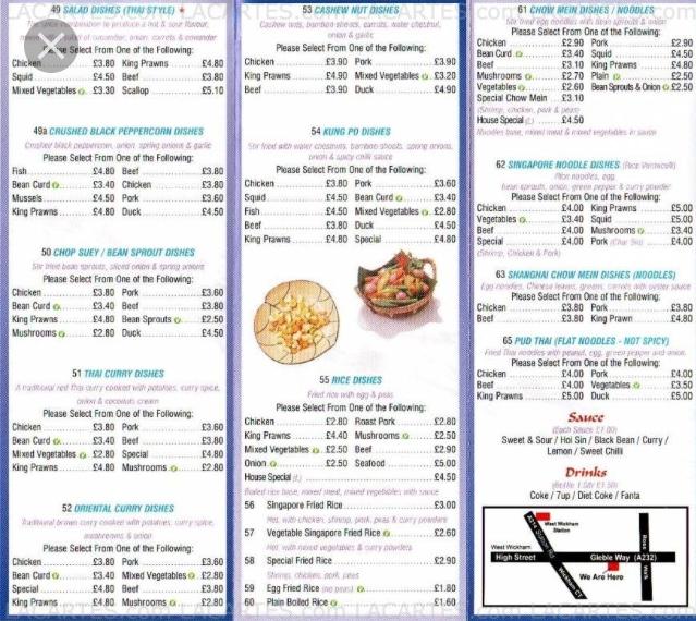 Menu at H20 fast food, West Wickham, 48 Glebe Way