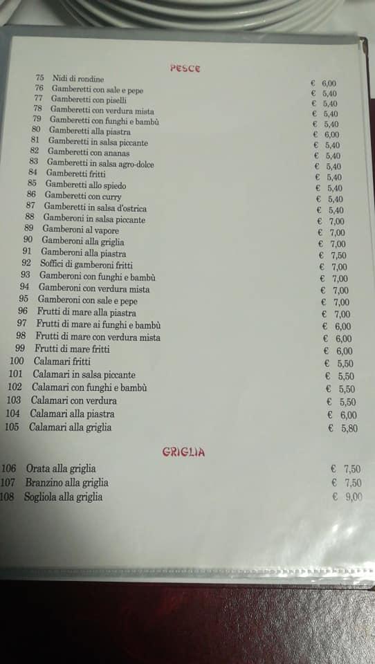 Menu da Ristorante Cinese e Giapponese Zhong Yi, Urbino, Via Nazionale ...