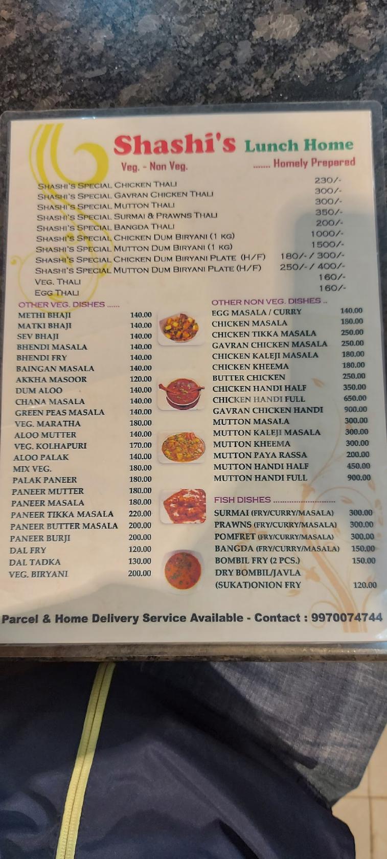 Menu at Shashi’s Lunch Home, Mahabaleshwar
