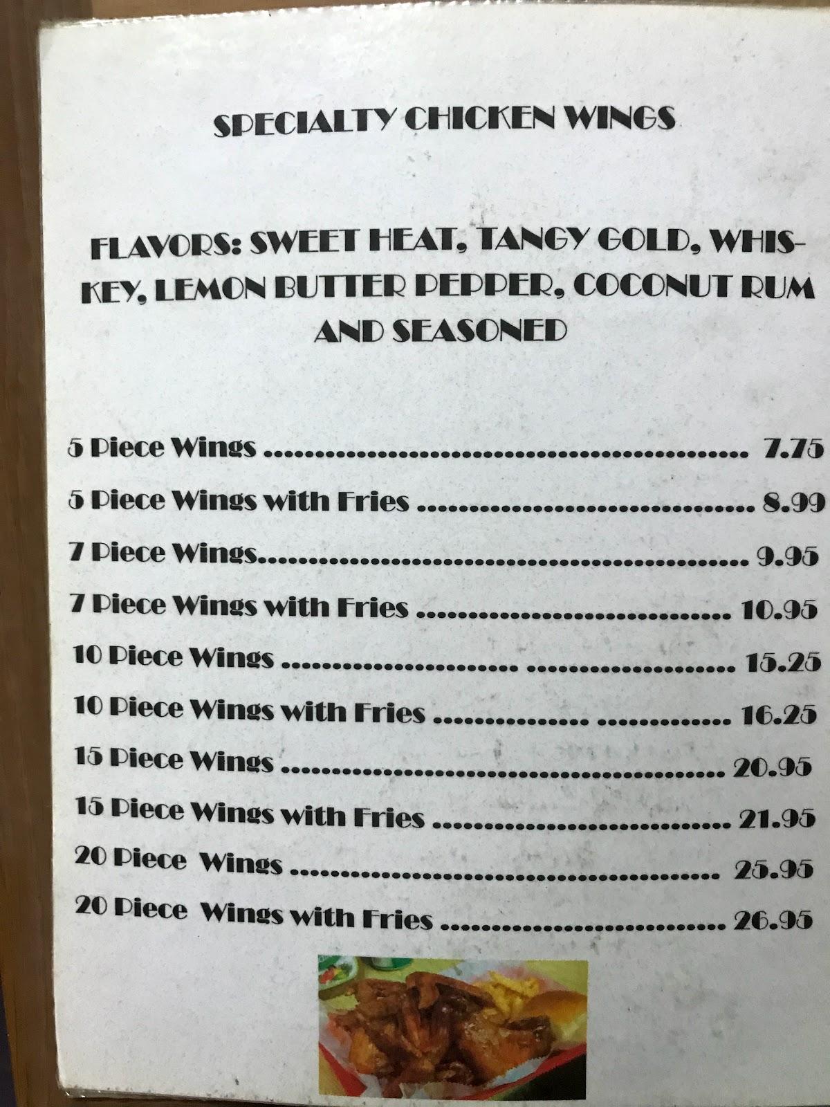 Menu at Suga's Diner restaurant, Stanton
