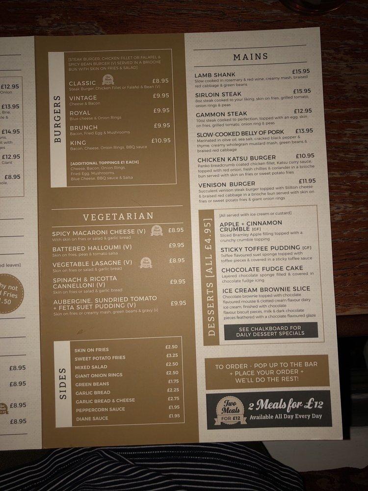 Menu at The George Hotel - Amesbury, Stonehenge pub & bar, Amesbury