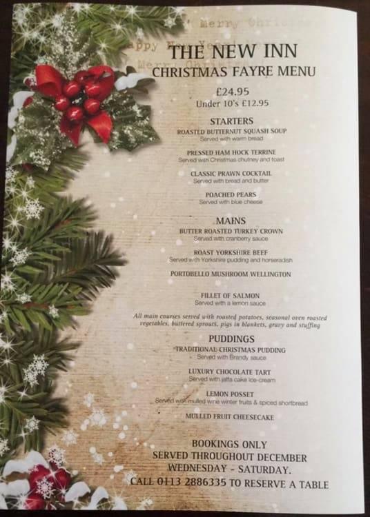 Menu at The New Inn pub & bar, Leeds, Eccup Lane