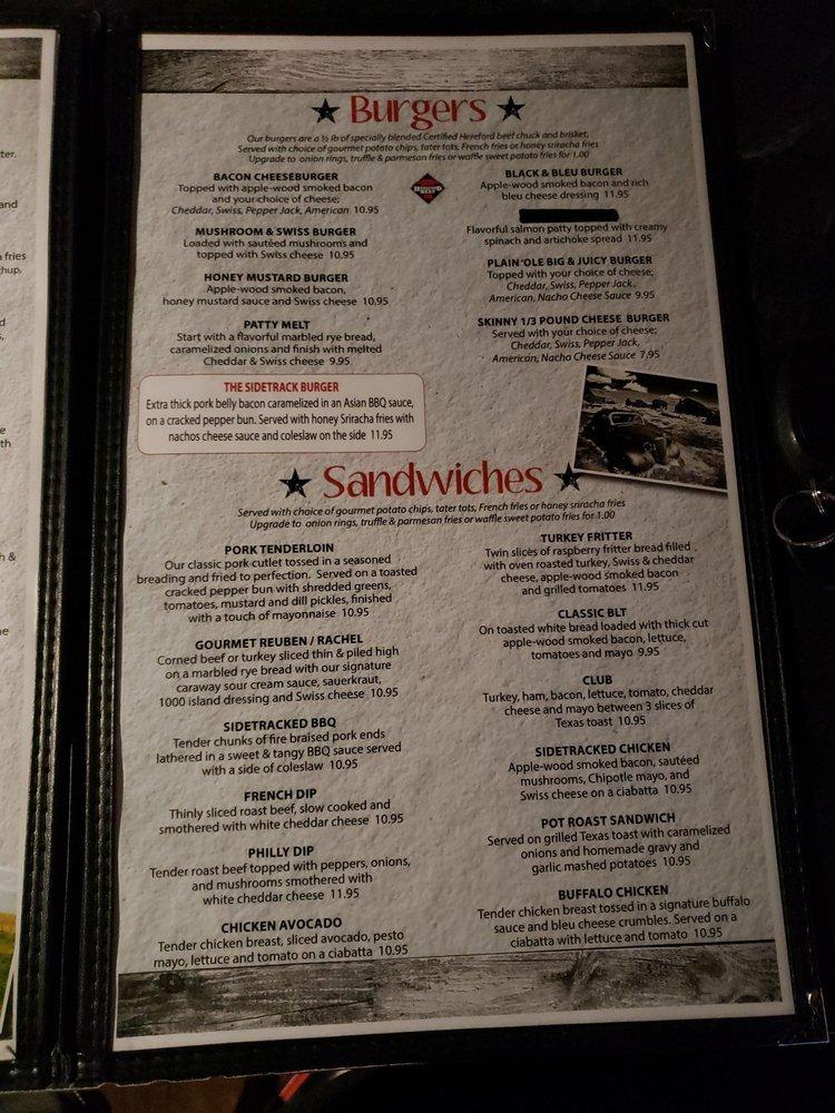 Menu at The Side Track Bar and Restaurant, Brainerd