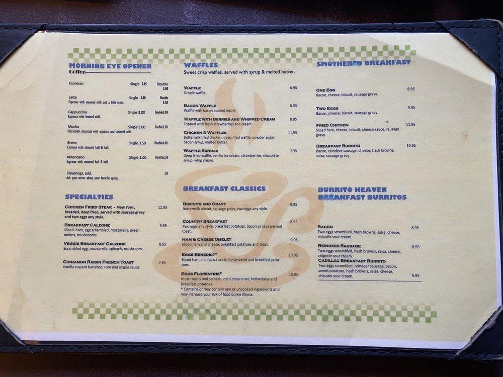 Menu at Cadillac Cafe, Meadow Lakes