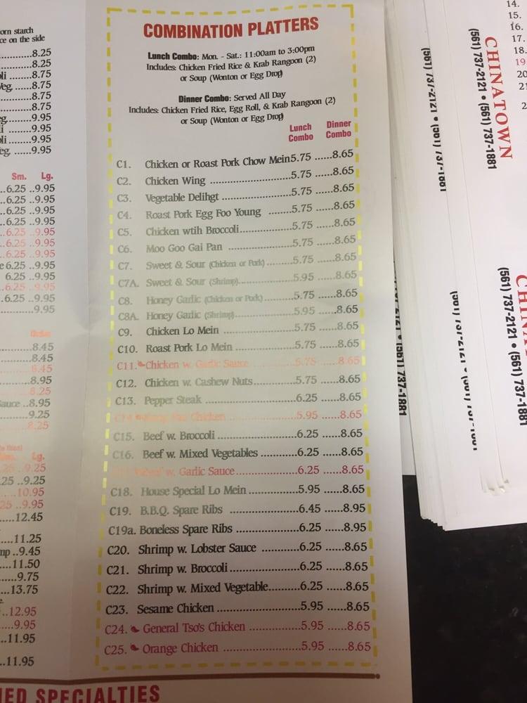Menu at Chinatown restaurant, Boynton Beach, 534 E Woolbright Rd