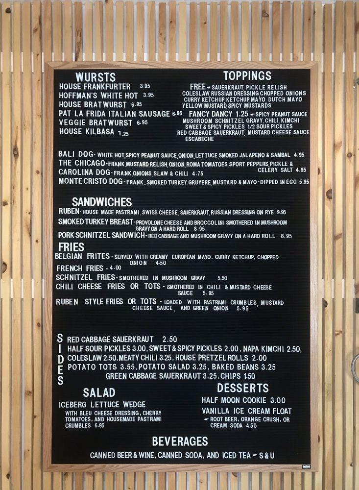 Menu at Good Wurst Company restaurant, Charlotte