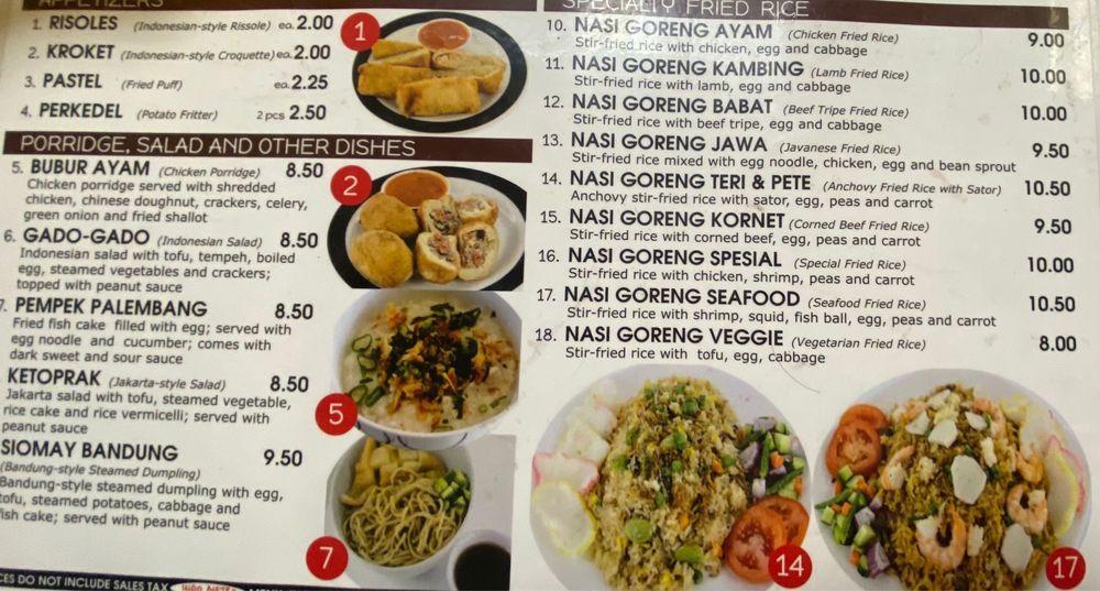 Menu at Indo Bistro restaurant, West Covina