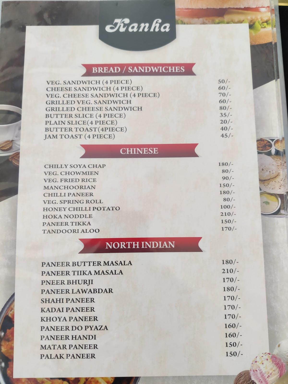 Menu at KANHA HOTEL & RESTAURANT, India, Nims