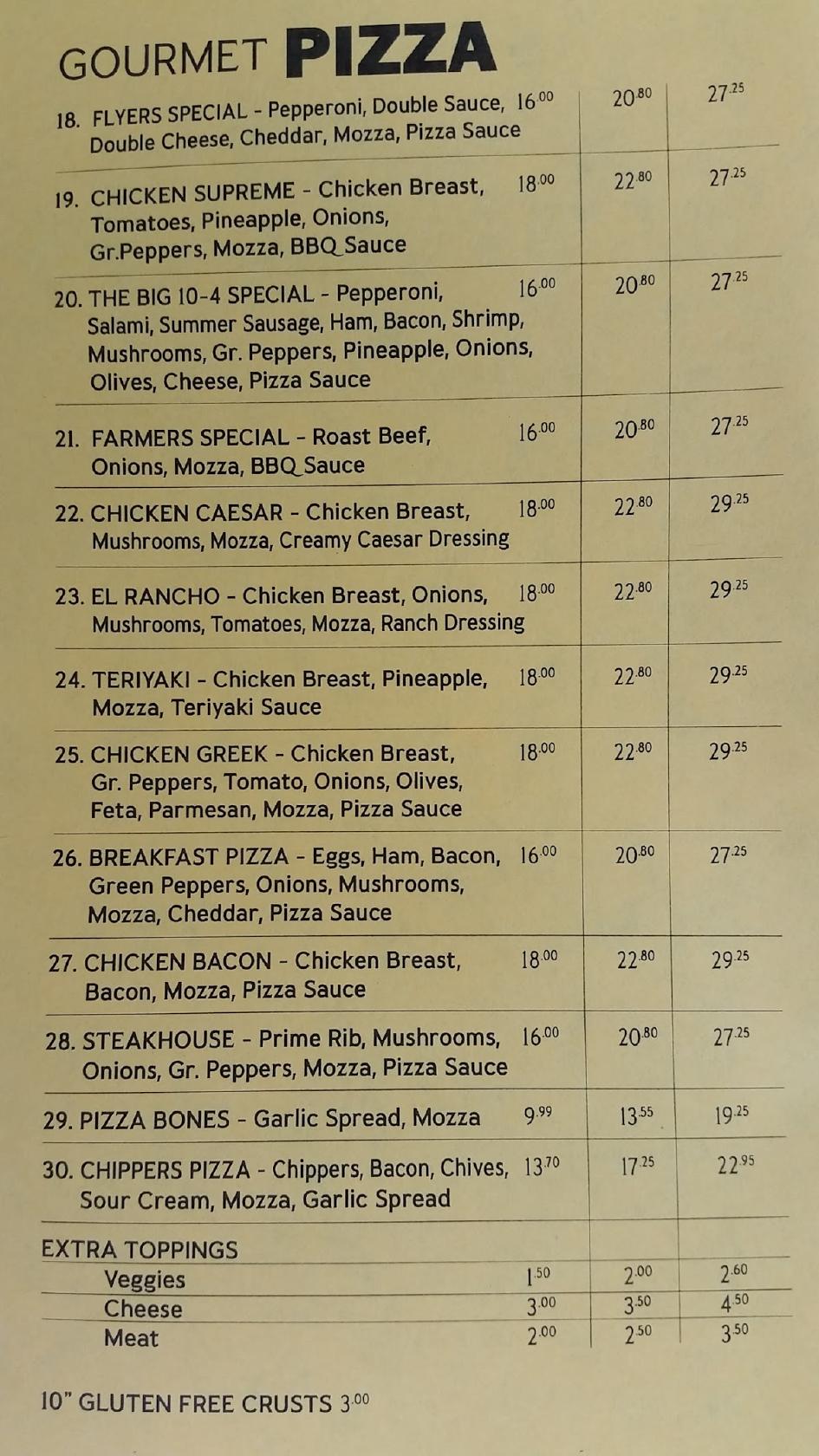 Menu at The Big 10-4 Drive Inn restaurant, Leader