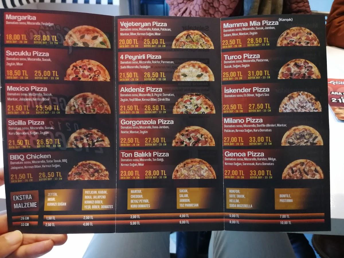 Menu at pizza genoa, Istanbul