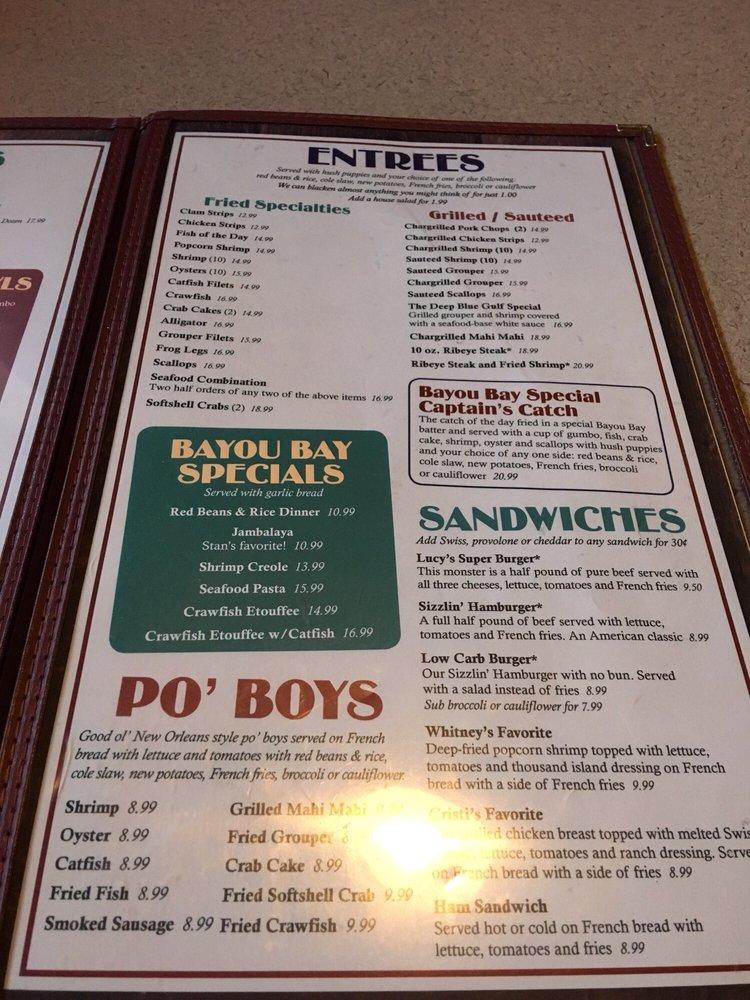 Menu at Bayou Bay Seafood House restaurant, Knoxville