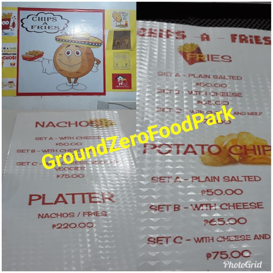 Menu at Ground Zero Food Park restaurant, Silang